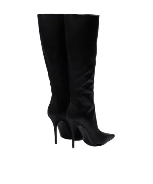 Amina Muaddi Barbara Satin Knee-high Boots