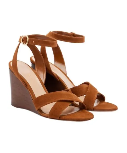 GIANVITO ROSSI Ines Suede Wedge Sandals
