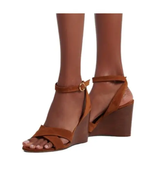 GIANVITO ROSSI Ines Suede Wedge Sandals