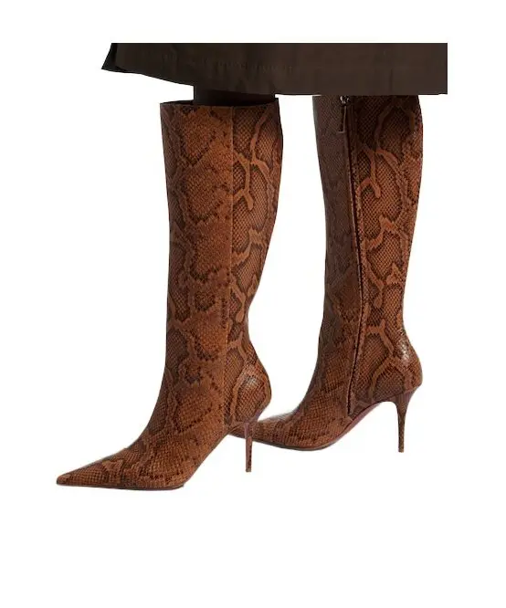 Amina Muaddi Leather Knee-high Boots