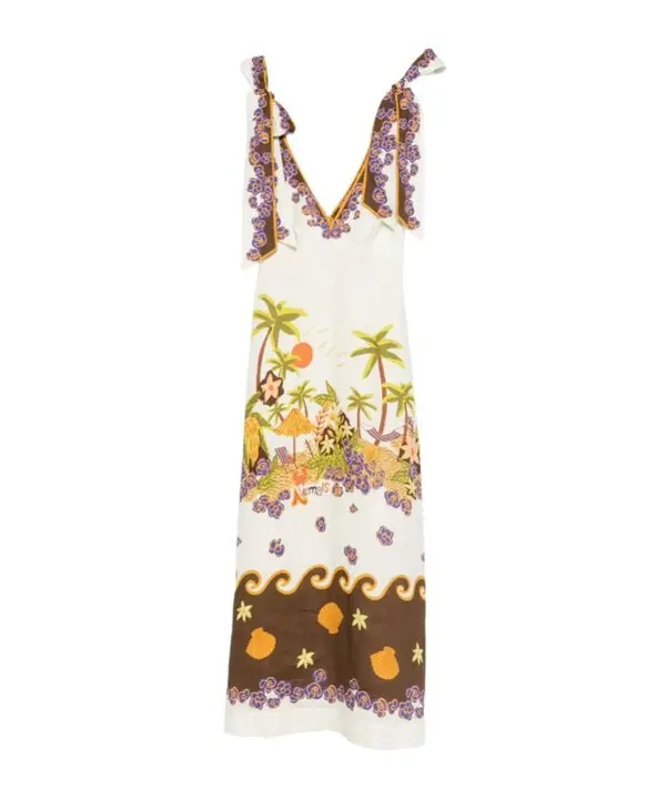 ALEMAIS Patterned Dress - Cream
