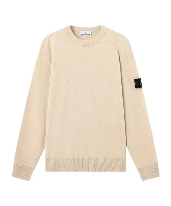 Stone Island Loose-fit Crewneck Jumper With Ribbed Trims - Biscuit Mixing
