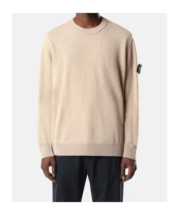 Stone Island Loose-fit Crewneck Jumper With Ribbed Trims - Biscuit Mixing