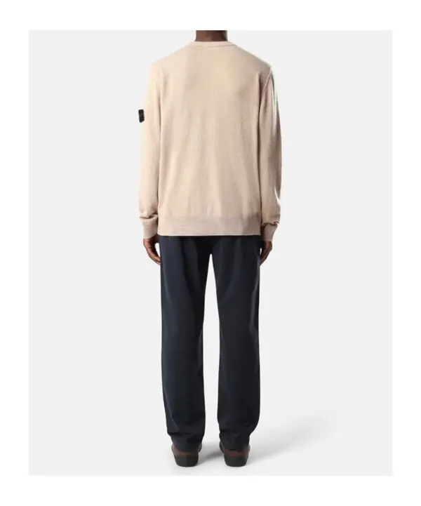 Stone Island Loose-fit Crewneck Jumper With Ribbed Trims - Biscuit Mixing