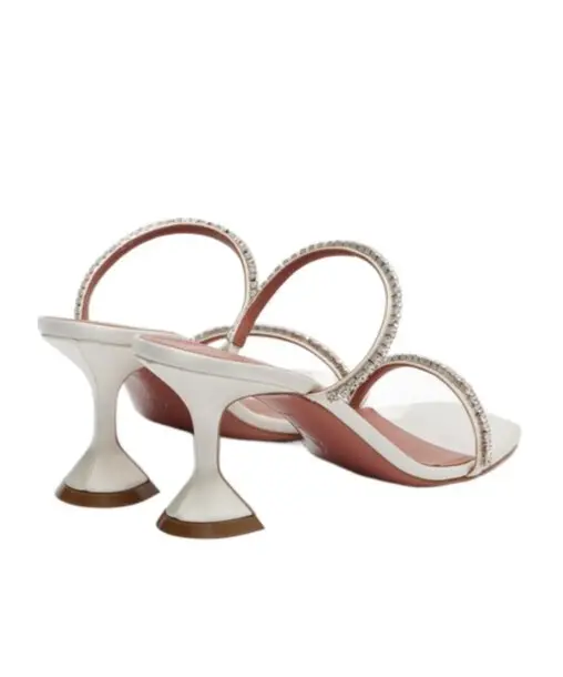 Amina Muaddi Embellished Satin Mules