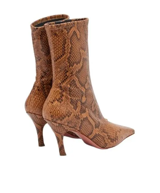 Amina Muaddi Snake-effect Leather Ankle Boots