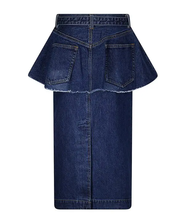 Sacai Belted Peplum Denim Skirt