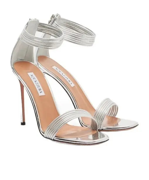 AQUAZZURA Metallic Leather Sandals