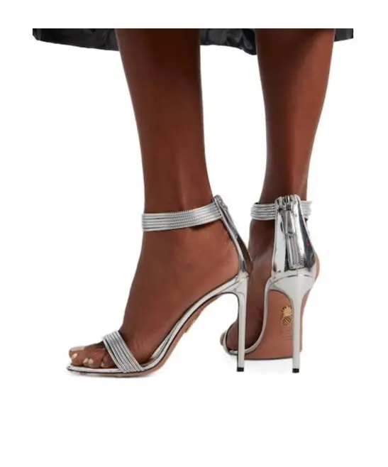 AQUAZZURA Metallic Leather Sandals