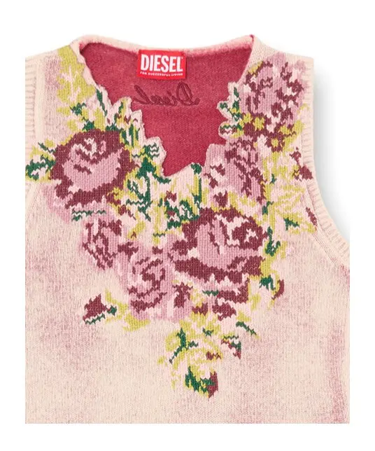 DIESEL® Knit Vest In Floral Wool-blend Knit
