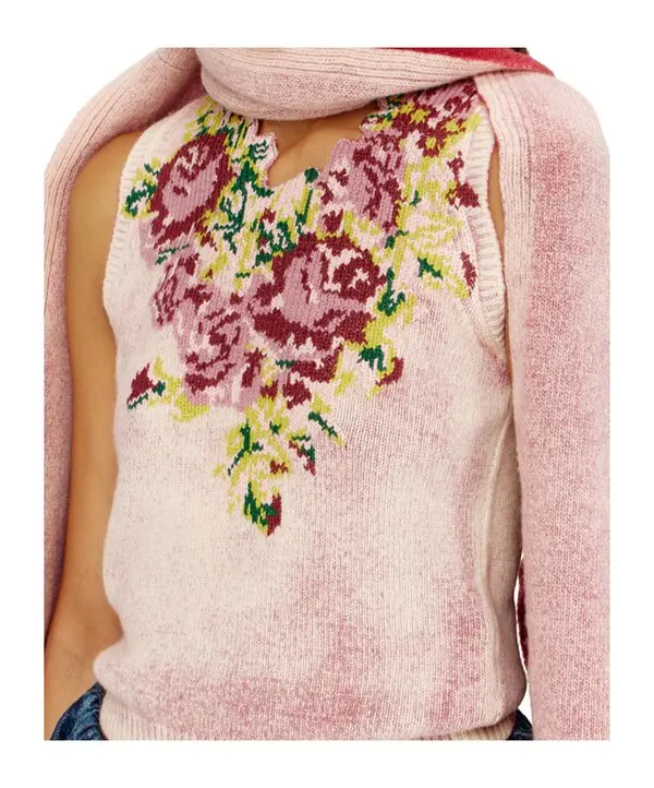 DIESEL® Knit Vest In Floral Wool-blend Knit