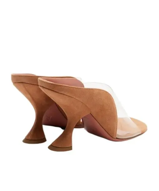 Amina Muaddi Transparent Suede Mules