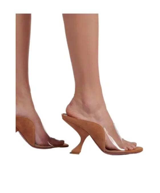 Amina Muaddi Transparent Suede Mules