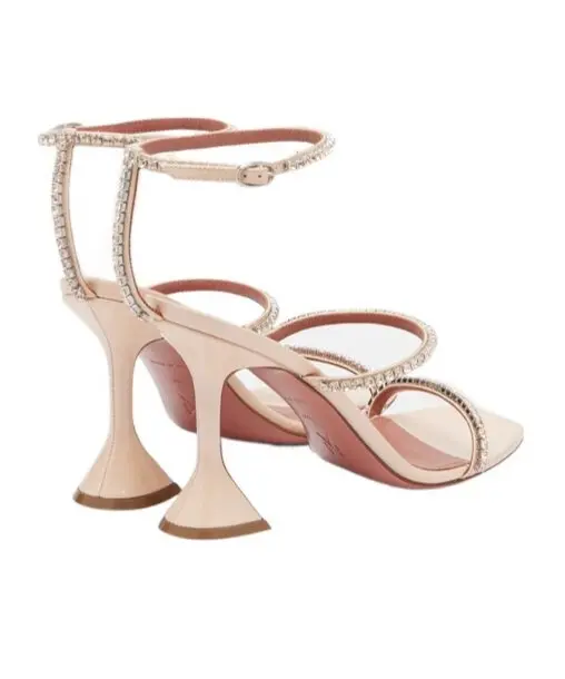 Amina Muaddi Embellished Patent Leather Sandals