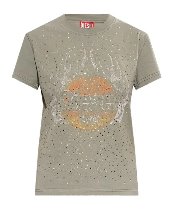 DIESEL® Embellished Crewneck Short-sleeve T-shirt - Nude