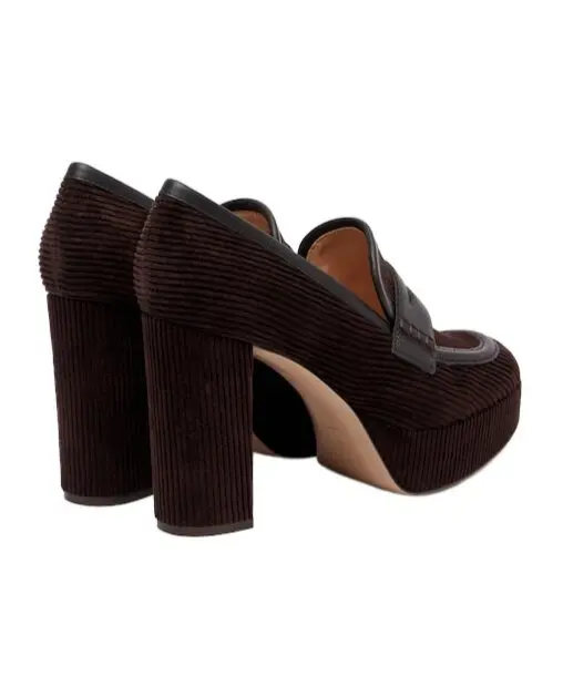 GIANVITO ROSSI Leather-trimmed Corduroy Platform Loafer Pumps