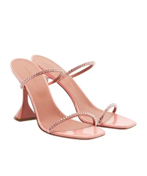 Amina Muaddi Embellished Patent Leather Sandals