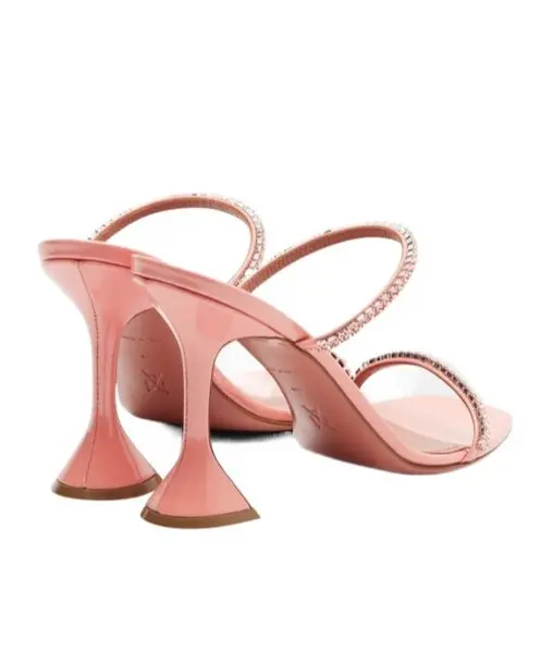 Amina Muaddi Embellished Patent Leather Sandals