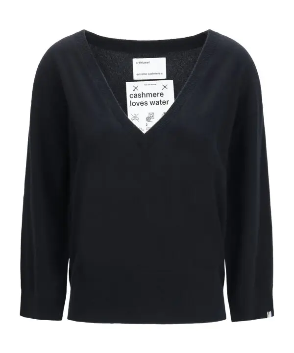 Extreme Cashmere Pearl V-neck Knitted Sweater