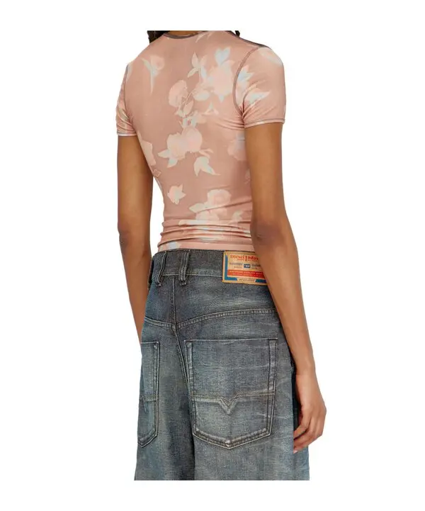 DIESEL® Top In Floral-print Ribbed Jersey