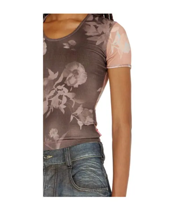 DIESEL® Top In Floral-print Ribbed Jersey