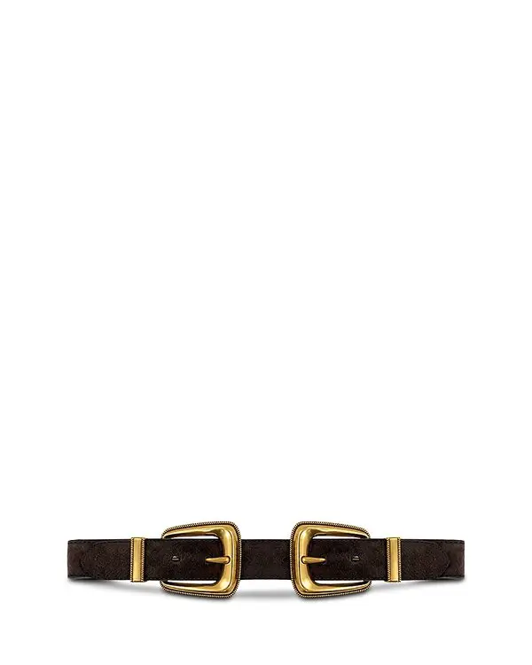 Veronica Beard Suede Double Buckle Belt