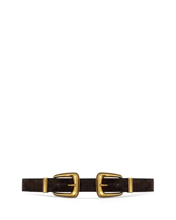 Veronica Beard Suede Double Buckle Belt