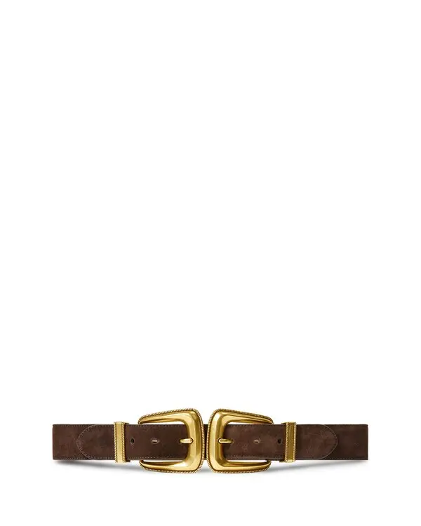 Veronica Beard Suede Double Buckle Belt
