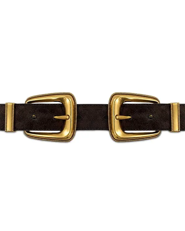 Veronica Beard Suede Double Buckle Belt