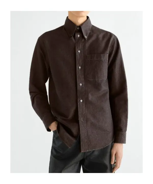 LEMAIRE Button-down Shirt In Linen And Cotton Chambray