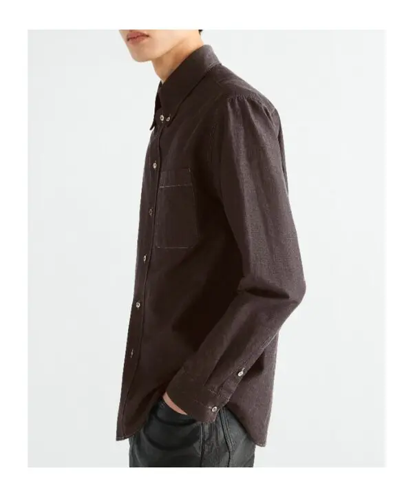 LEMAIRE Button-down Shirt In Linen And Cotton Chambray