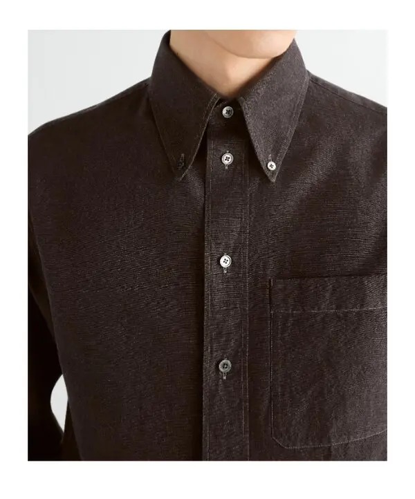 LEMAIRE Button-down Shirt In Linen And Cotton Chambray