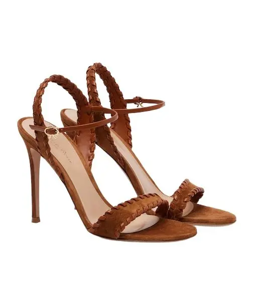 GIANVITO ROSSI Suede And Leather Slingback Sandals