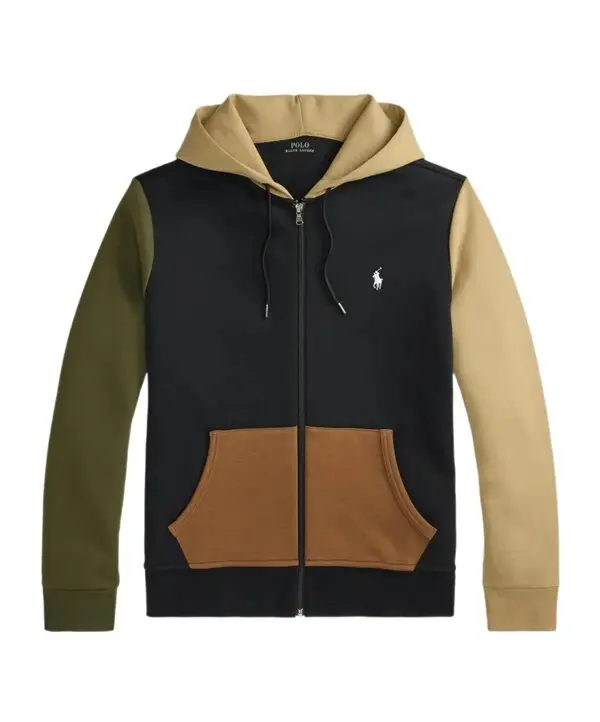 Polo Ralph Lauren Colour-block Logo-embroidered Hoodie - Black/beige/green
