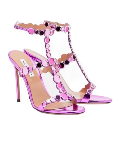 AQUAZZURA Embellished Leather Sandals