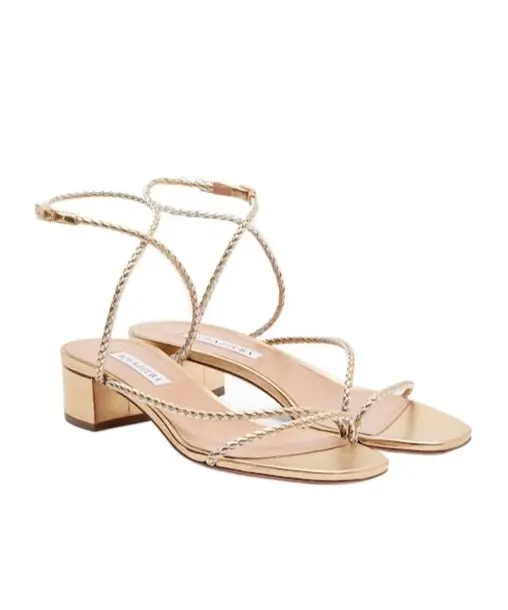 AQUAZZURA Metallic Leather Sandals