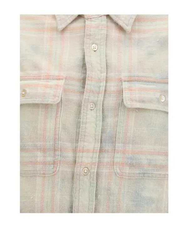 R13 Cropped Frayed Plaid Shirt