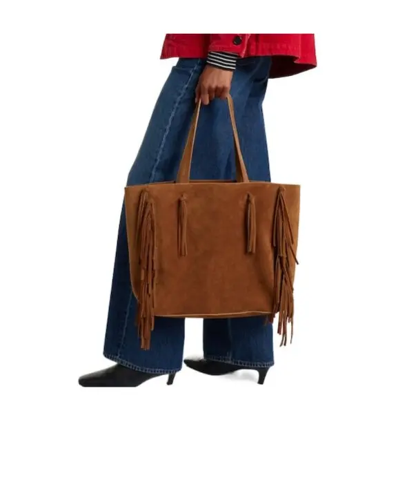 NILI LOTAN Joni Fringed Suede Tote Bag