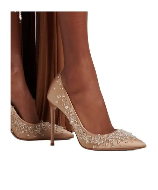 AQUAZZURA Embellished Satin Pumps