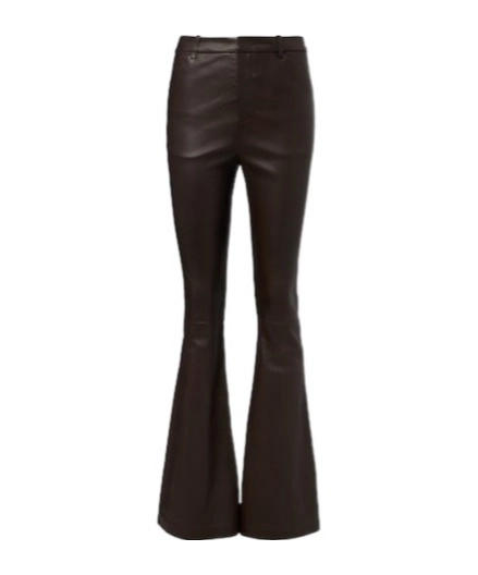Vince Simple Stylish Genuineleather Wideleg Pants - Brown