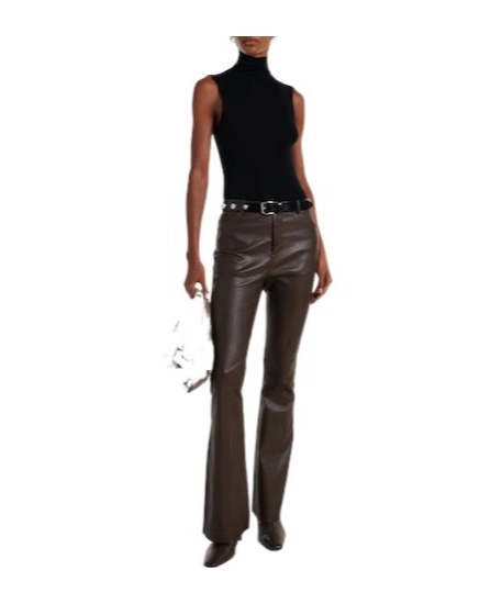 Vince Simple Stylish Genuineleather Wideleg Pants