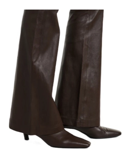 Vince Simple Stylish Genuineleather Wideleg Pants
