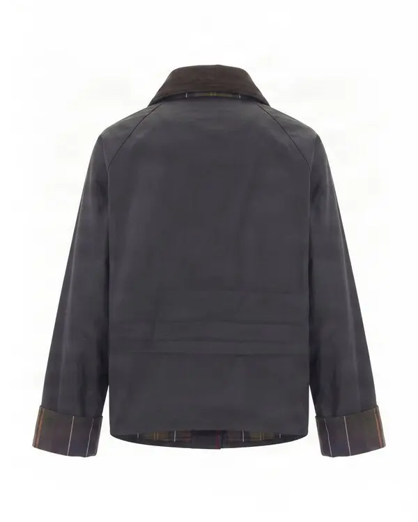 Barbour Waxed Short Length Casual Jacket With Corduroy Collar - Black