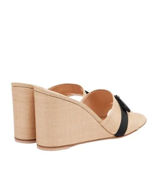GIANVITO ROSSI Raffia Wedge Mules