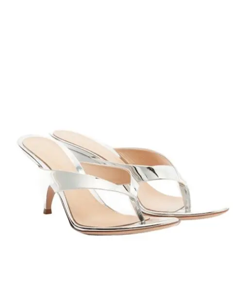 GIANVITO ROSSI Mirrored Leather Thong Sandals