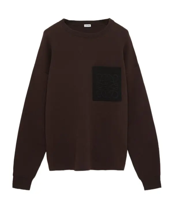Loewe Logo Patch Pocket Sweater - Dark Brown/black