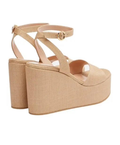 GIANVITO ROSSI Raffia Platform Wedge Sandals