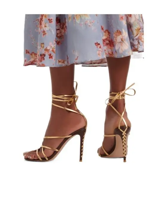 GIANVITO ROSSI Metallic Leather Sandals