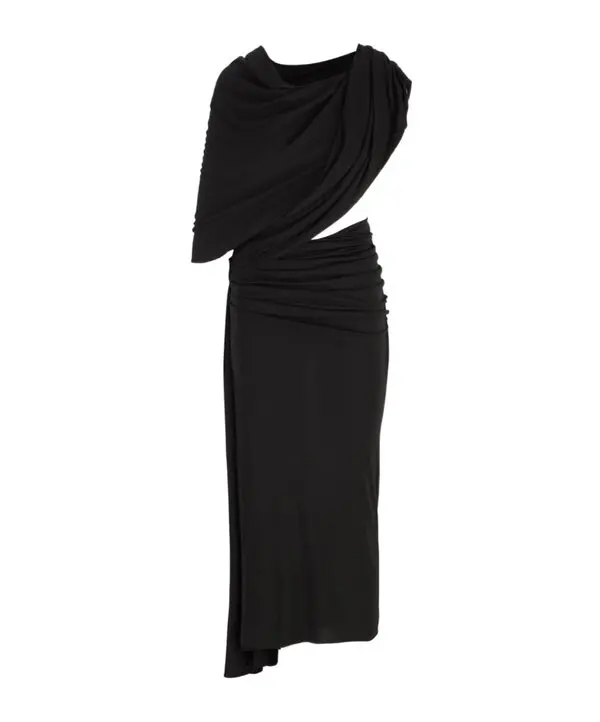 Balenciaga Midi-length Twist-front Draped Dress - Black