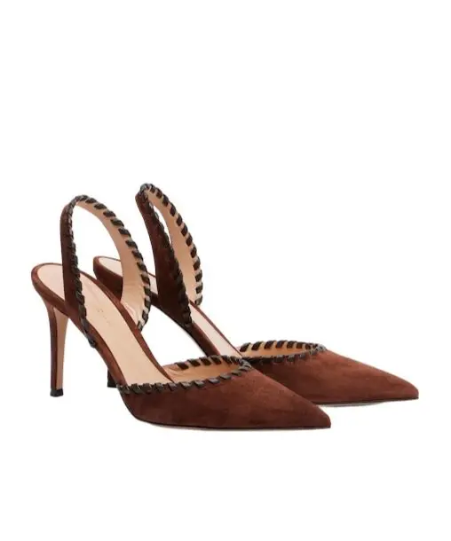 GIANVITO ROSSI Leather-trimmed Suede Slingback Pumps